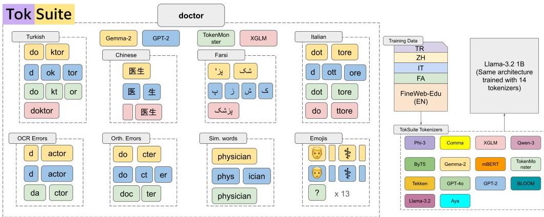 TokSuite: Measuring the Impact of Tokenizer Choice on Language Model ...