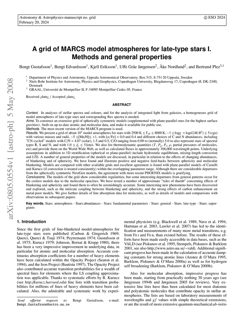 A grid of MARCS model atmospheres for late-type stars I. Methods and ...