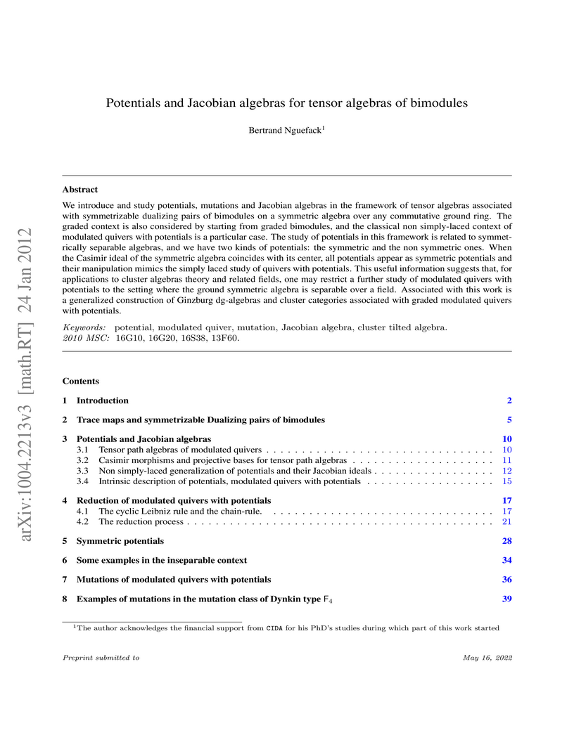 Potentials and Jacobian algebras for tensor algebras of bimodules ...