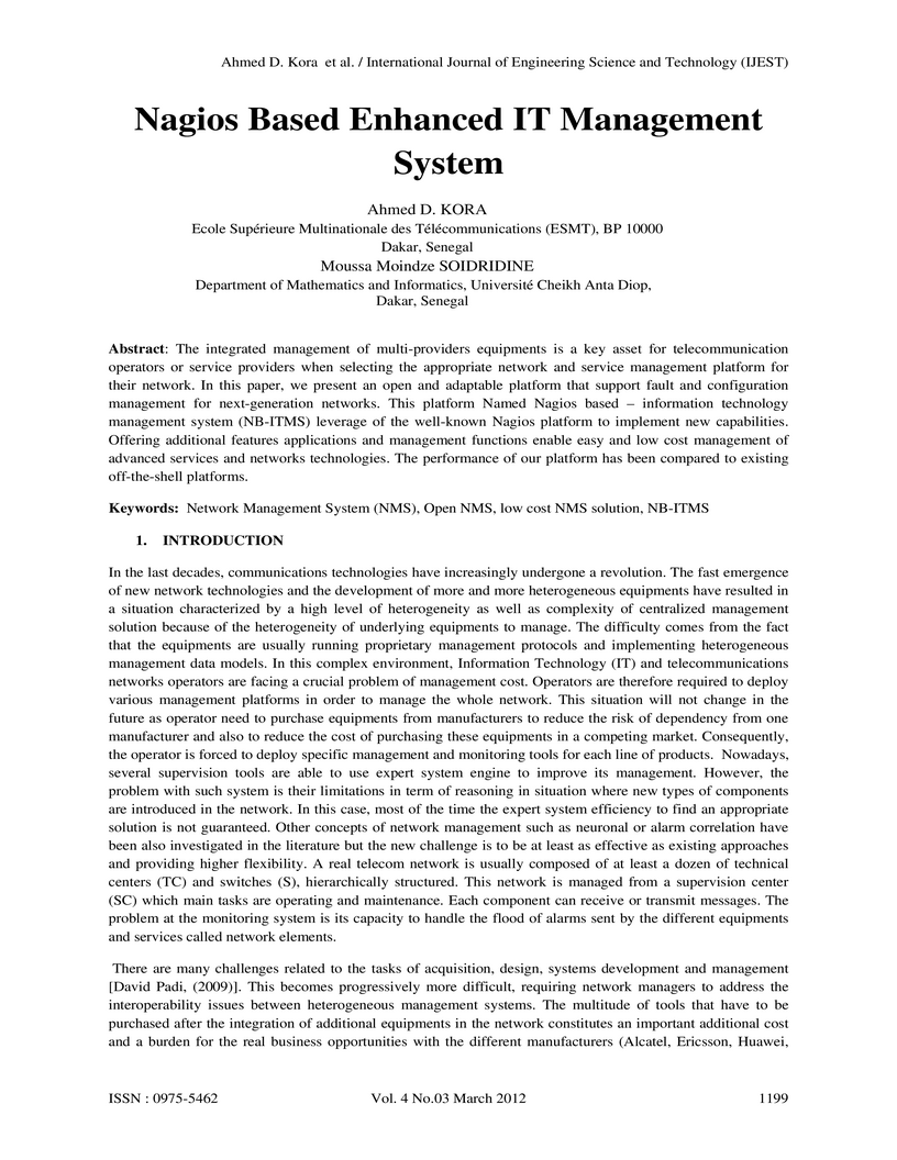 Nagios Based Enhanced IT Management System | alphaXiv
