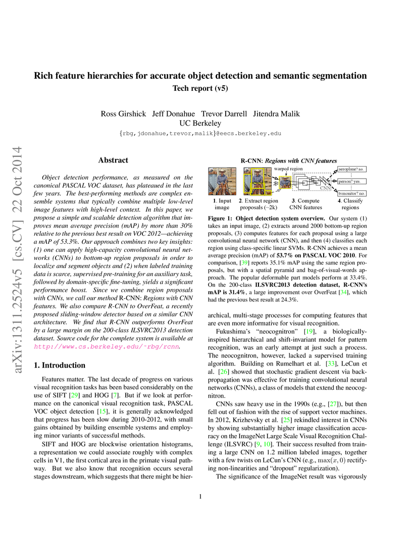 Rich feature hierarchies for accurate object detection and semantic segmentation | alphaXiv