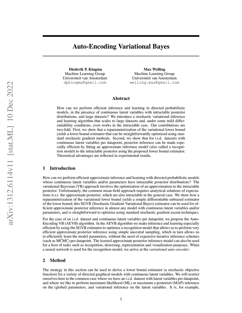 Auto-Encoding Variational Bayes | alphaXiv