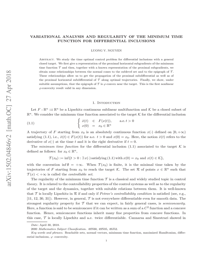 Variational analysis and regularity of the minimum time function for differential inclusions ...
