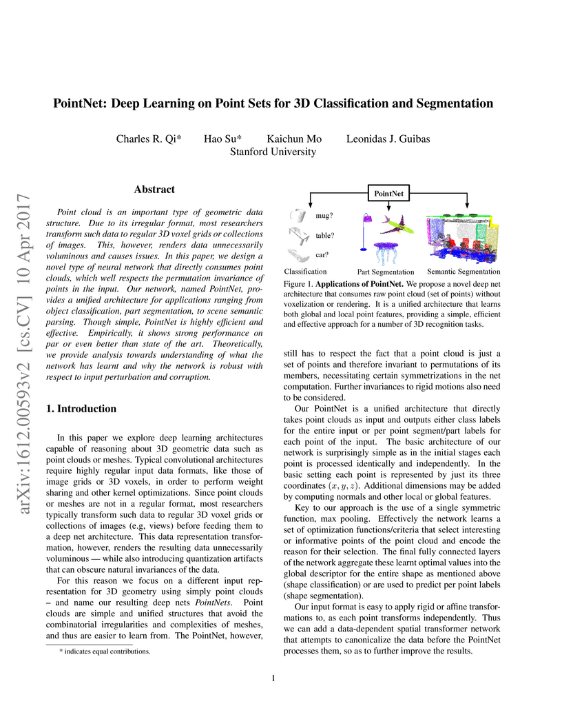 PointNet: Deep Learning on Point Sets for 3D Classification and ...