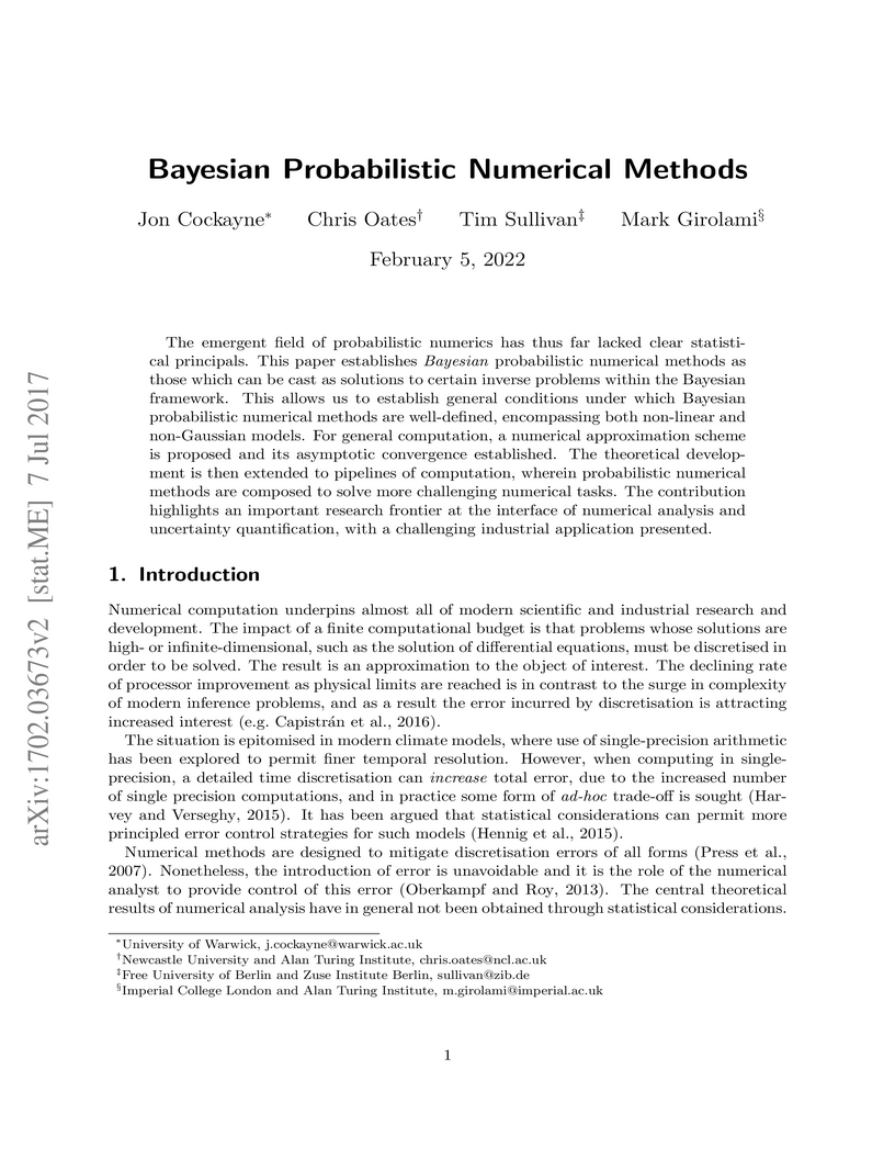 Bayesian Probabilistic Numerical Methods | alphaXiv