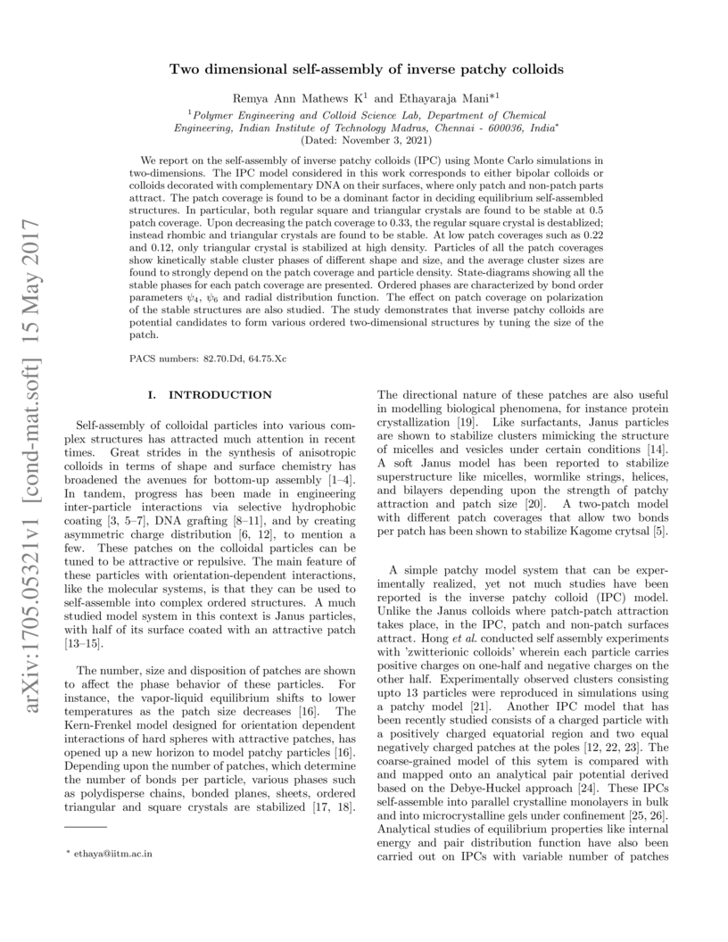 Two dimensional self-assembly of inverse patchy colloids | alphaXiv