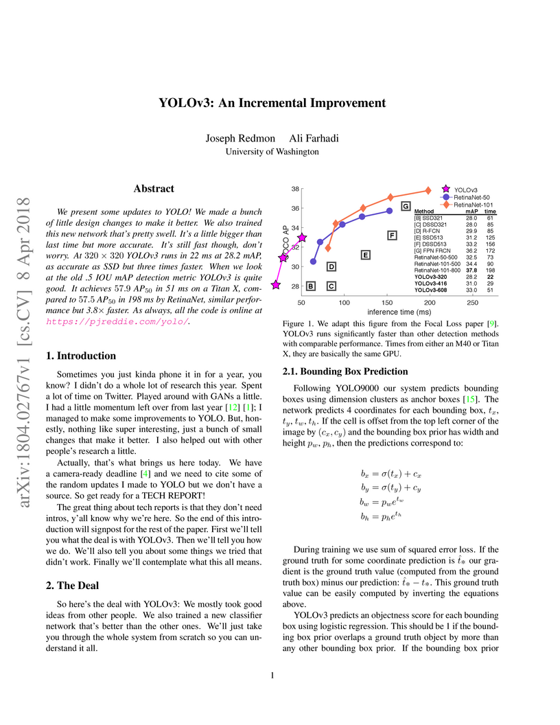 YOLOv3: An Incremental Improvement | alphaXiv