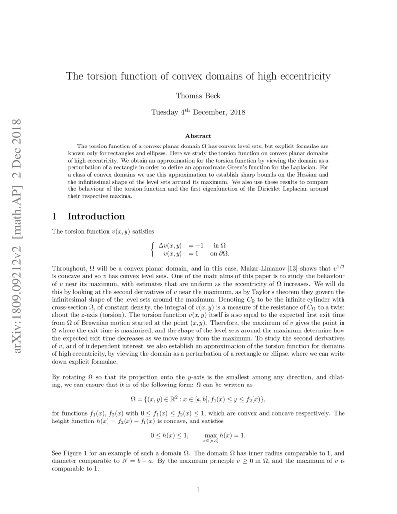 The torsion function of convex domains of high eccentricity | alphaXiv