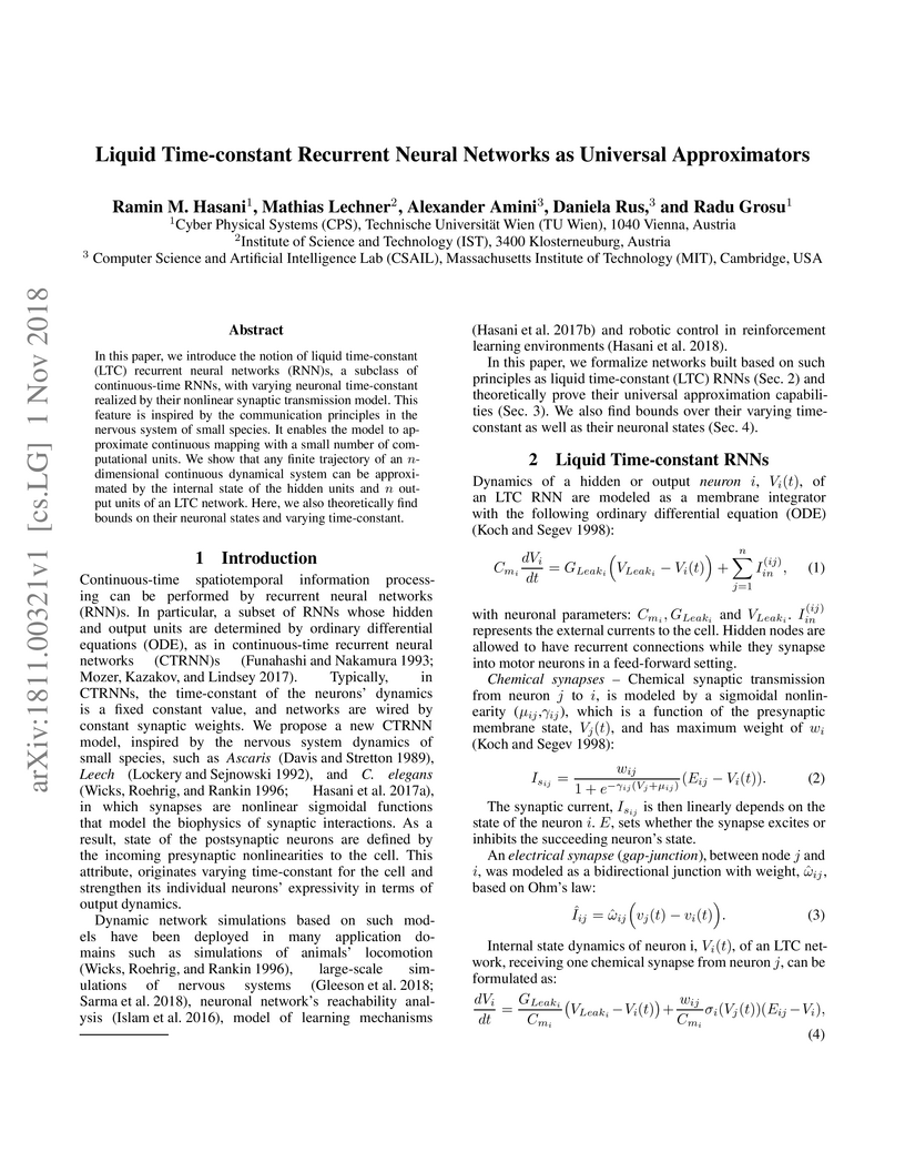 Liquid Time-constant Recurrent Neural Networks as Universal ...