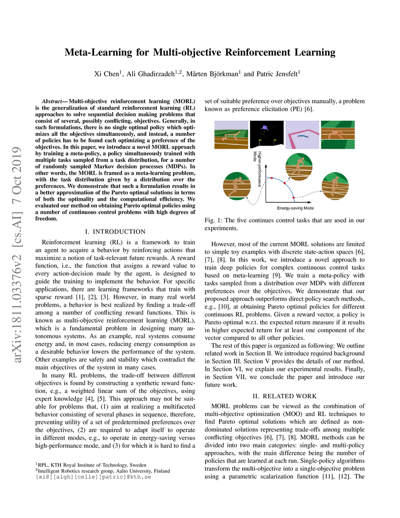 Meta-Learning for Multi-objective Reinforcement Learning | alphaXiv