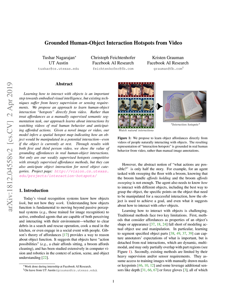 Grounded Human-Object Interaction Hotspots from Video | alphaXiv