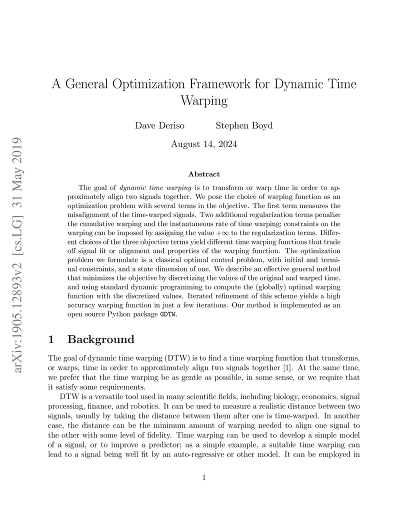A General Optimization Framework for Dynamic Time Warping | alphaXiv