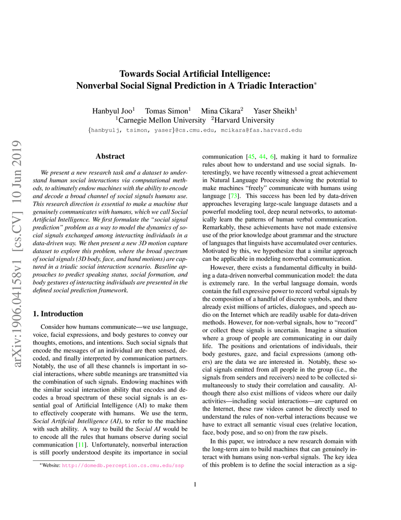 Towards Social Artificial Intelligence: Nonverbal Social Signal Prediction in A Triadic ...