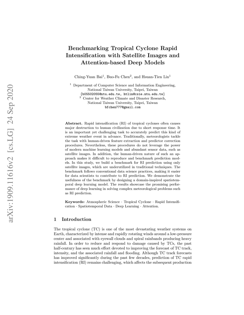 Benchmarking Tropical Cyclone Rapid Intensification with Satellite ...