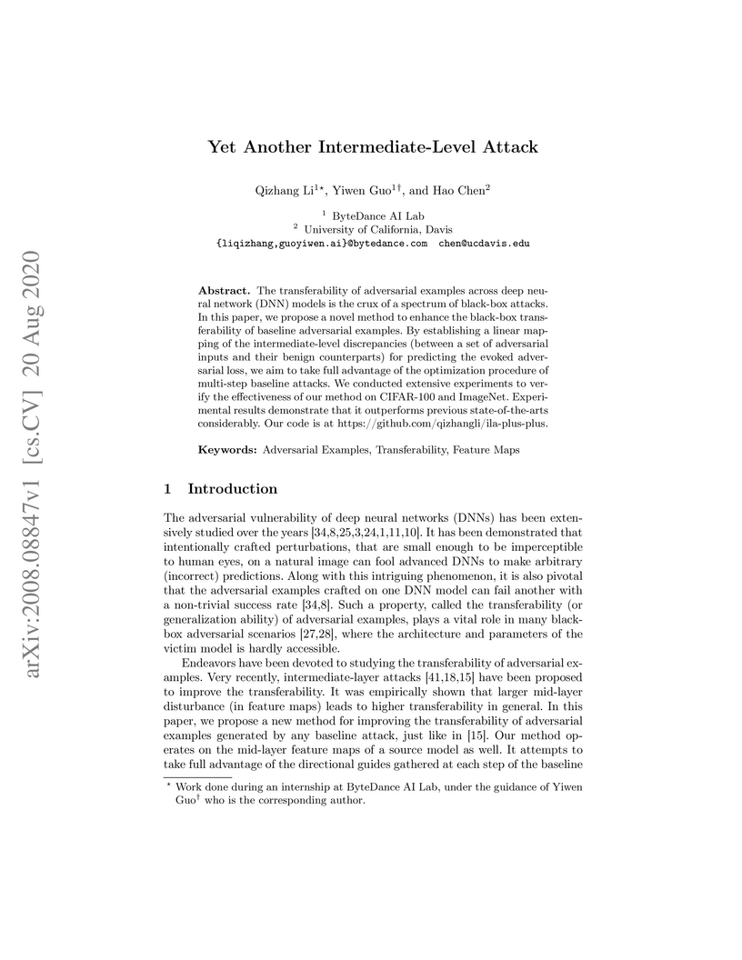 Yet Another Intermediate-Level Attack | alphaXiv