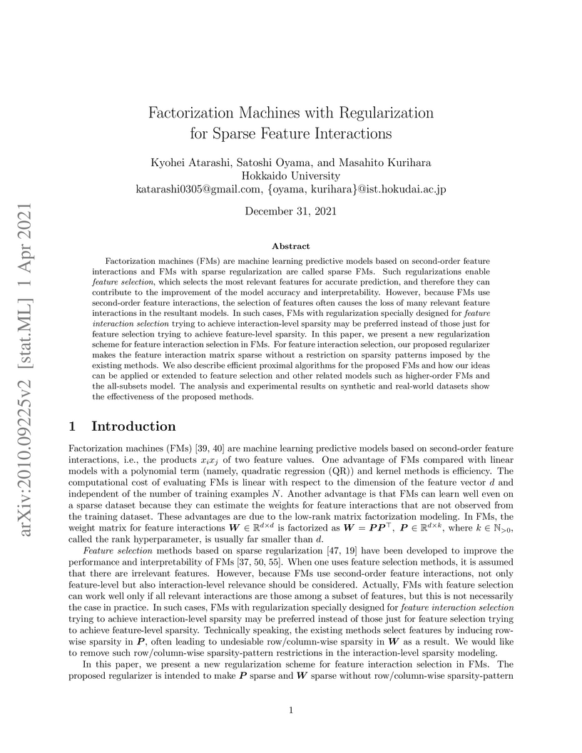 Factorization Machines with Regularization for Sparse Feature Interactions | alphaXiv