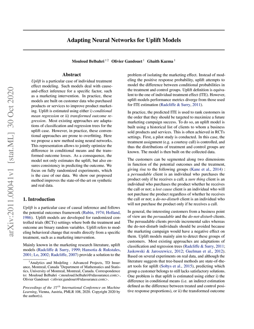 Adapting Neural Networks for Uplift Models | alphaXiv