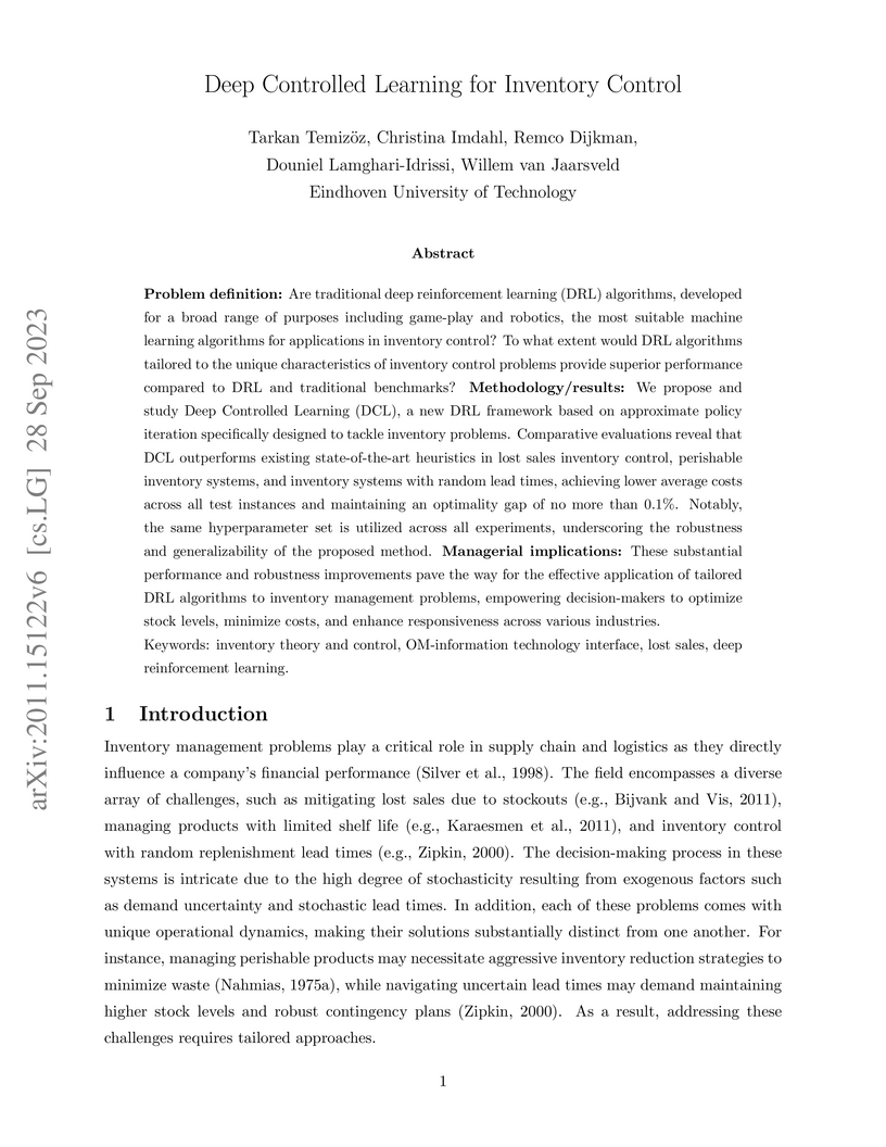 Deep Controlled Learning for Inventory Control | alphaXiv