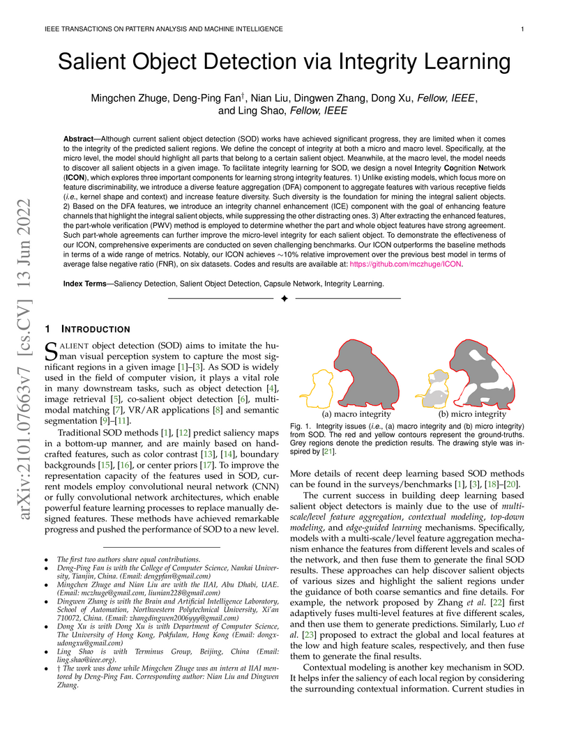 Salient Object Detection via Integrity Learning | alphaXiv