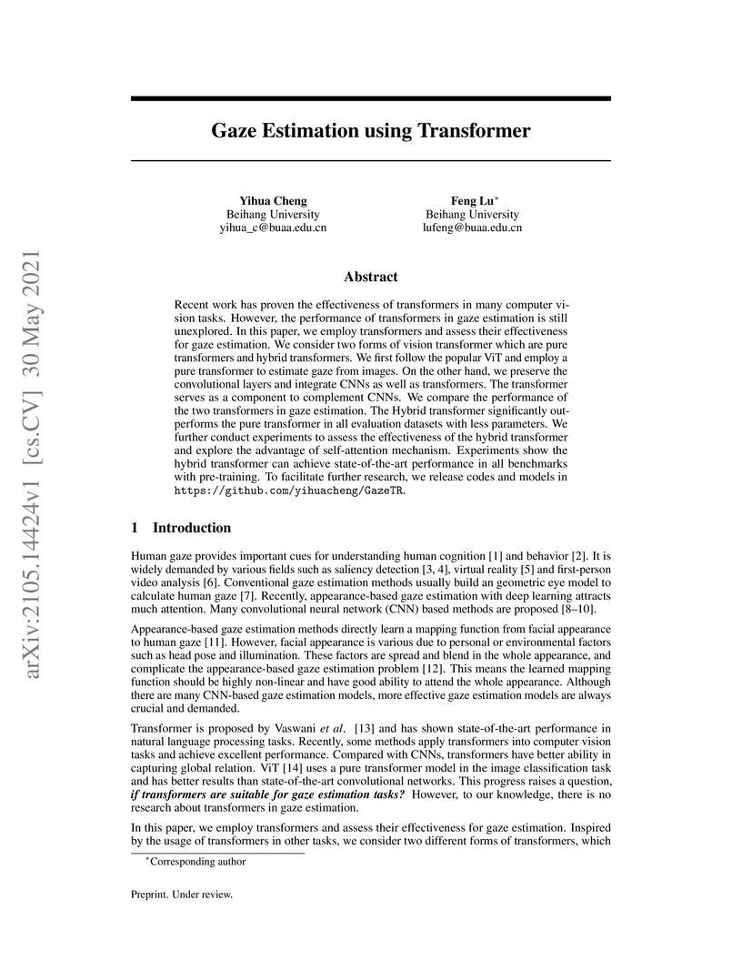 Gaze Estimation using Transformer | alphaXiv