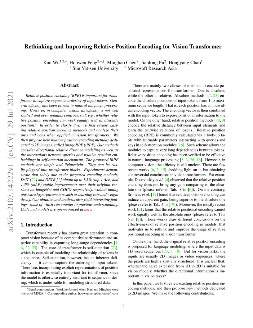 Rethinking and Improving Relative Position Encoding for Vision ...