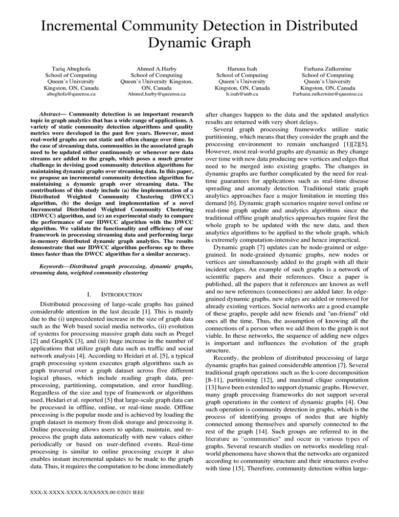 Incremental Community Detection in Distributed Dynamic Graph | alphaXiv