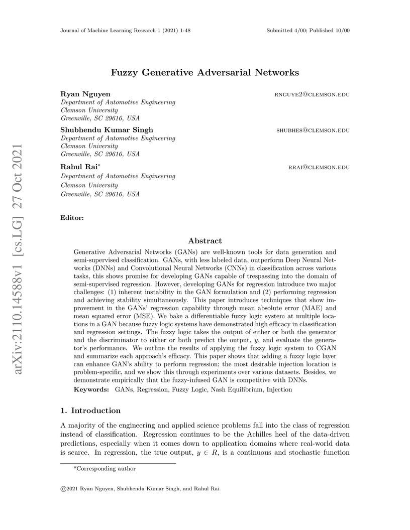 Fuzzy Generative Adversarial Networks | alphaXiv