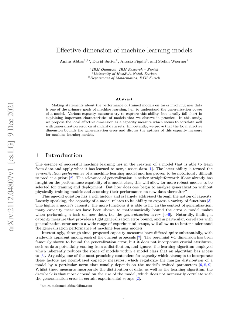 Effective dimension of machine learning models | alphaXiv