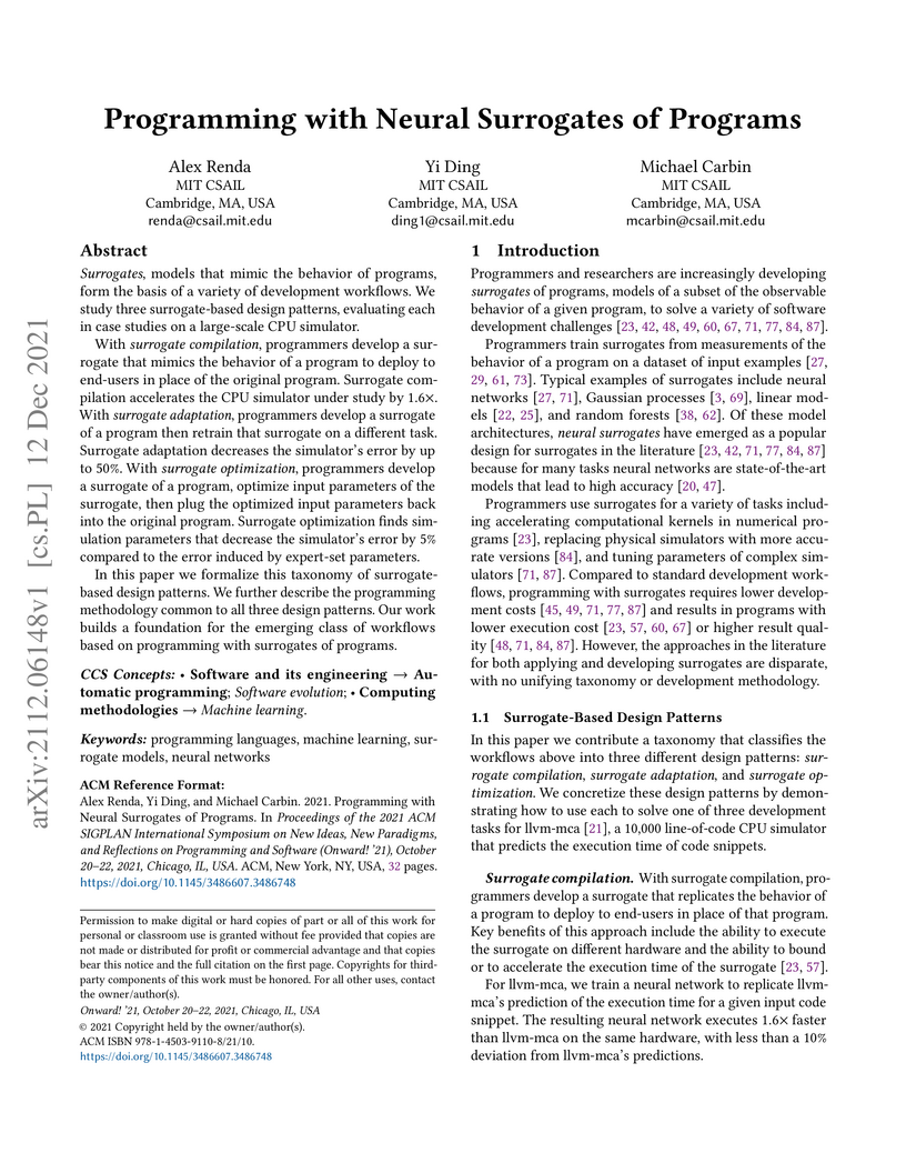 Programming with Neural Surrogates of Programs | alphaXiv