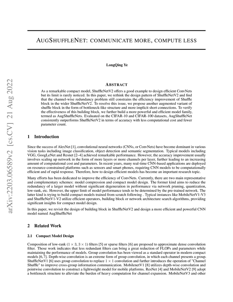 AugShuffleNet: Communicate More, Compute Less | alphaXiv