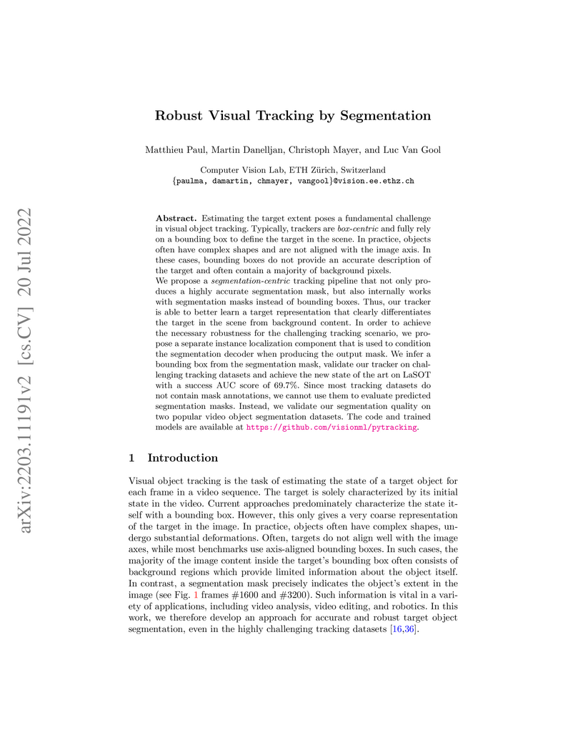 Robust Visual Tracking by Segmentation | alphaXiv
