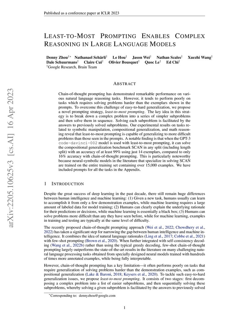 Least-to-Most Prompting Enables Complex Reasoning in Large Language Models | alphaXiv