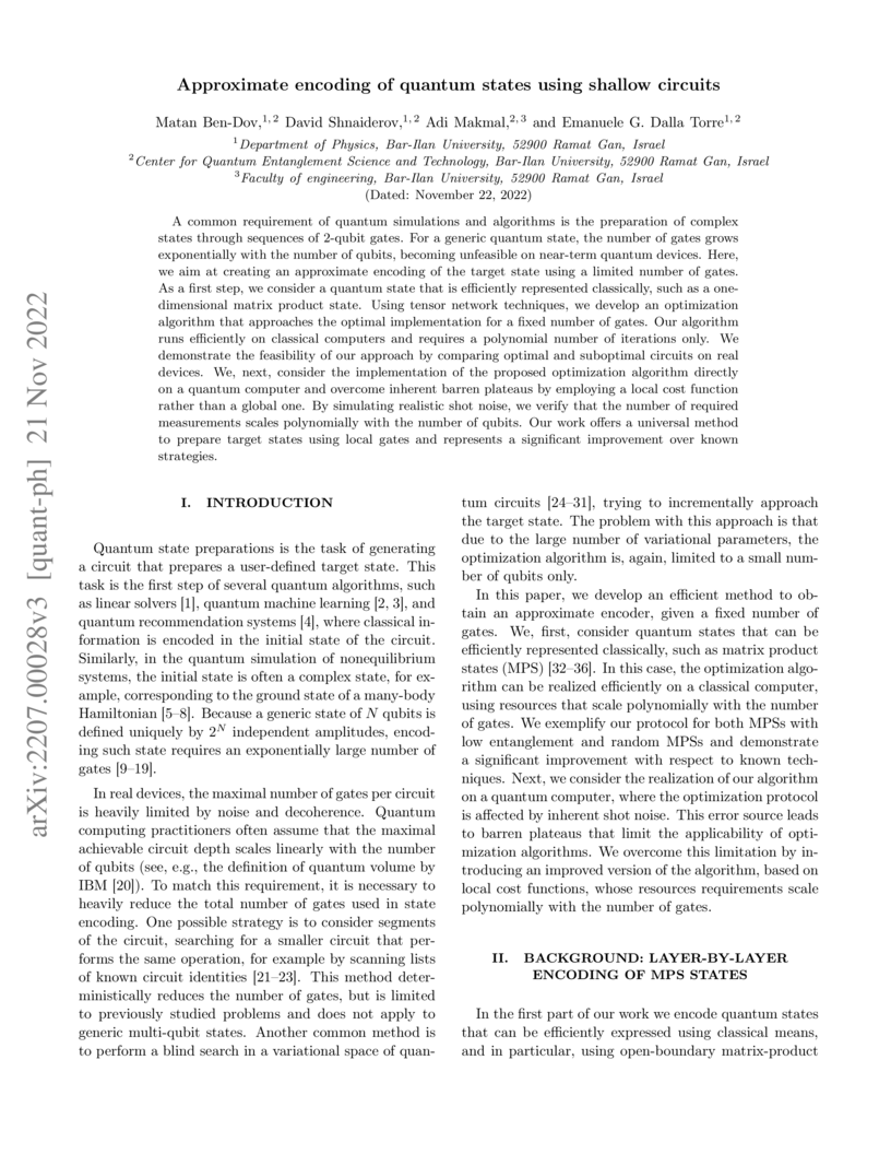 Approximate encoding of quantum states using shallow circuits | alphaXiv