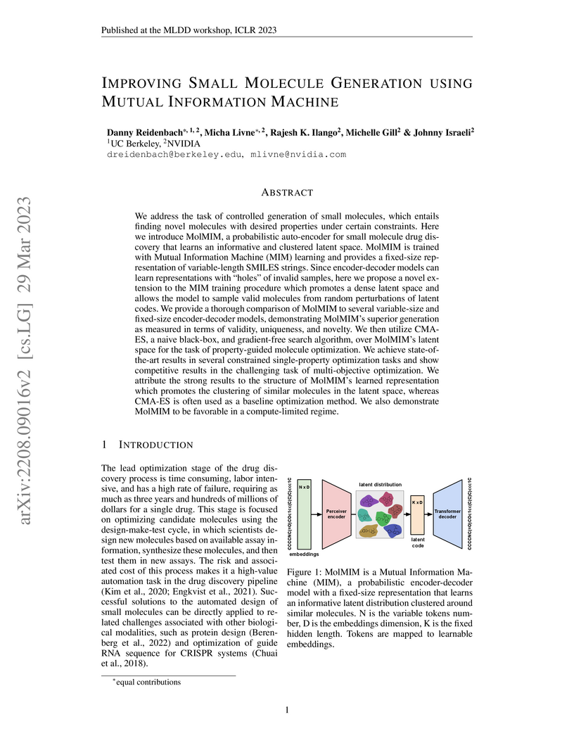 Improving Small Molecule Generation using Mutual Information Machine | alphaXiv