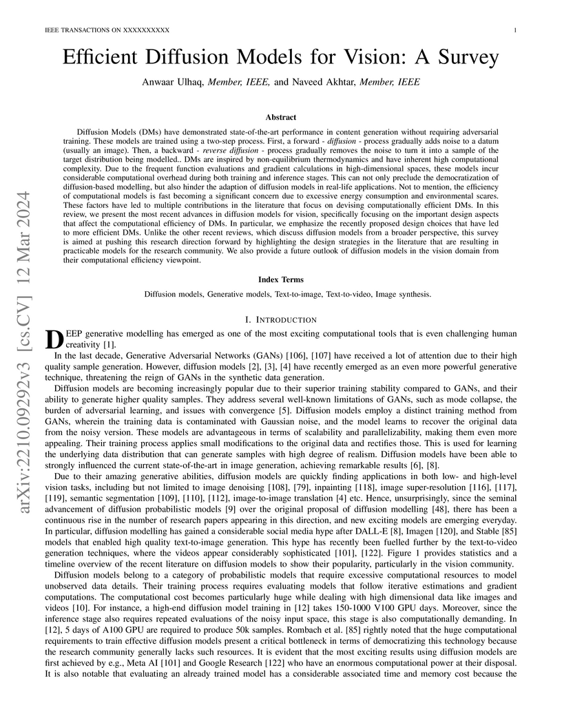 Efficient Diffusion Models for Vision: A Survey | alphaXiv