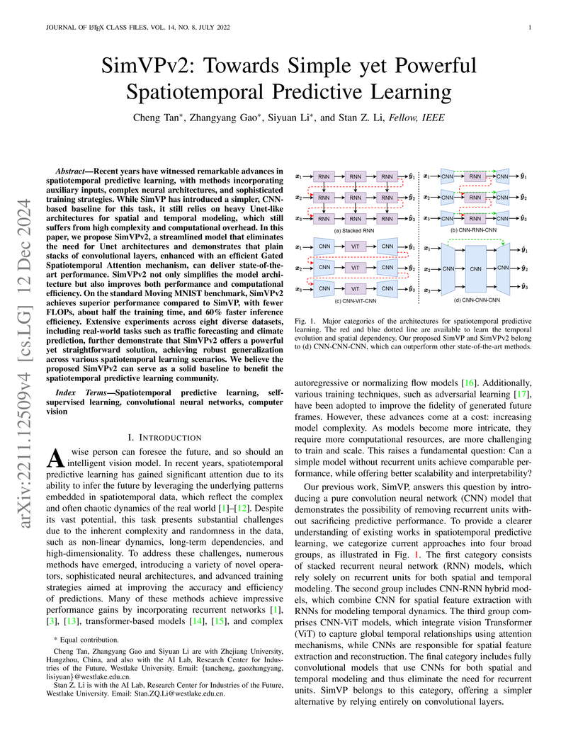 SimVPv2: Towards Simple yet Powerful Spatiotemporal Predictive Learning | alphaXiv