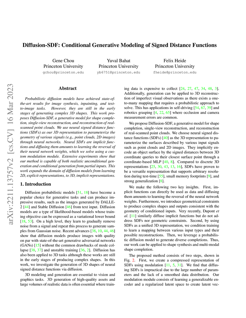 Diffusion-SDF: Conditional Generative Modeling of Signed Distance Functions | alphaXiv