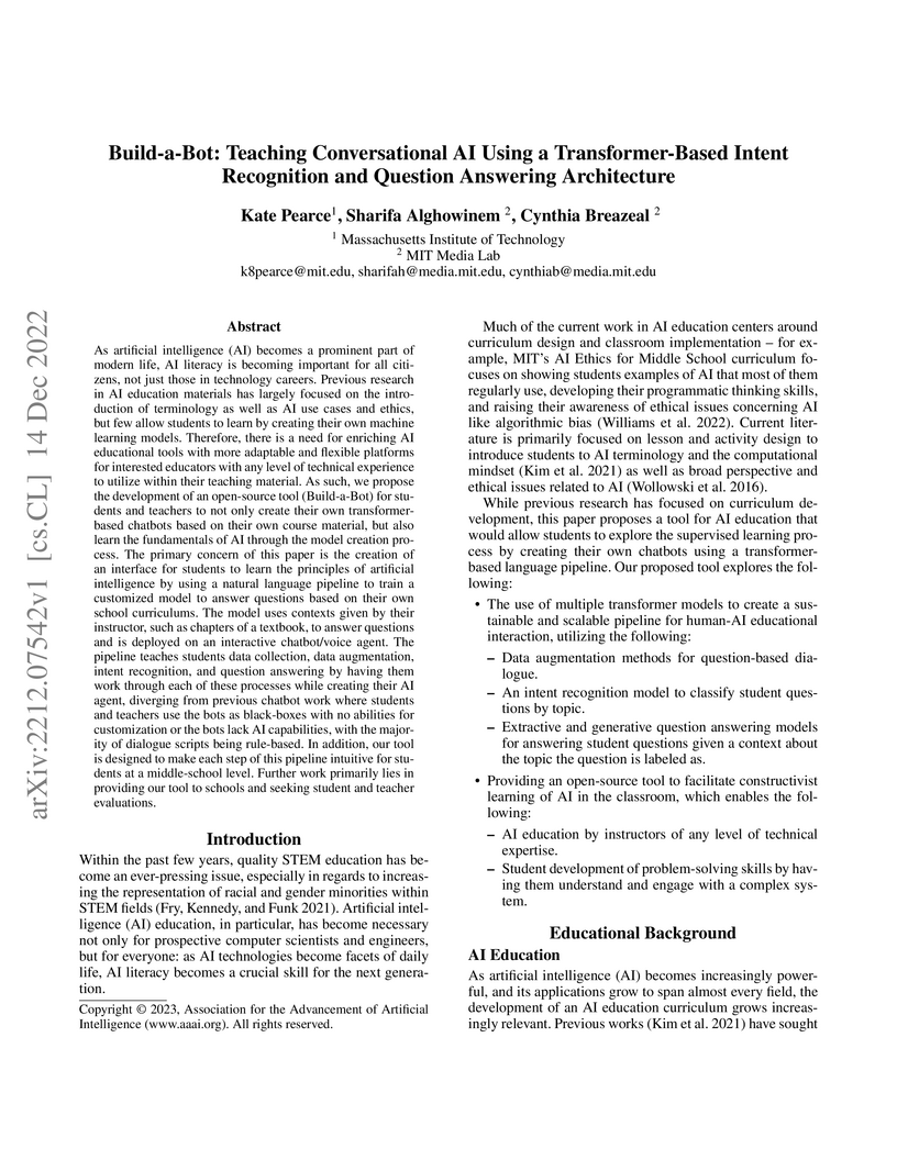 Build-a-Bot: Teaching Conversational AI Using a Transformer-Based ...