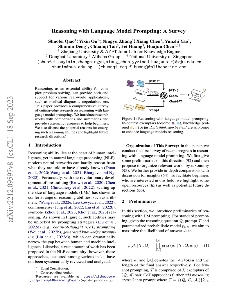 Reasoning with Language Model Prompting: A Survey | alphaXiv