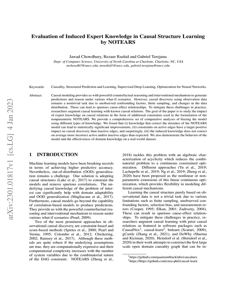 Evaluation of Induced Expert Knowledge in Causal Structure Learning by NOTEARS | alphaXiv