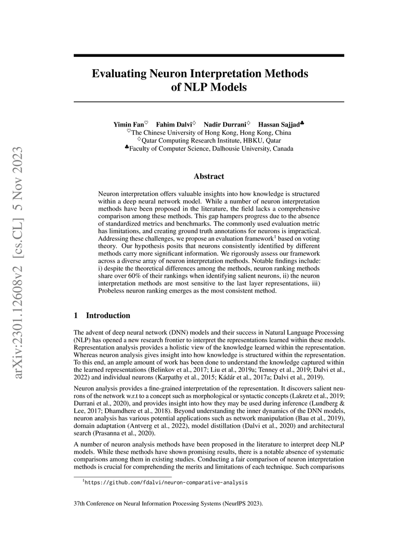 Evaluating Neuron Interpretation Methods of NLP Models | alphaXiv