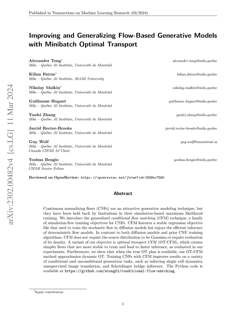Improving and generalizing flow-based generative models with minibatch ...