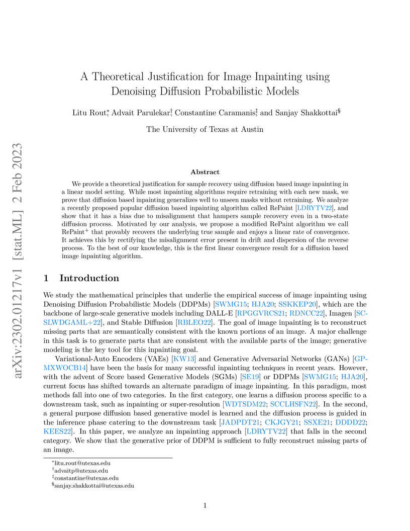 A Theoretical Justification for Image Inpainting using Denoising Diffusion Probabilistic Models ...