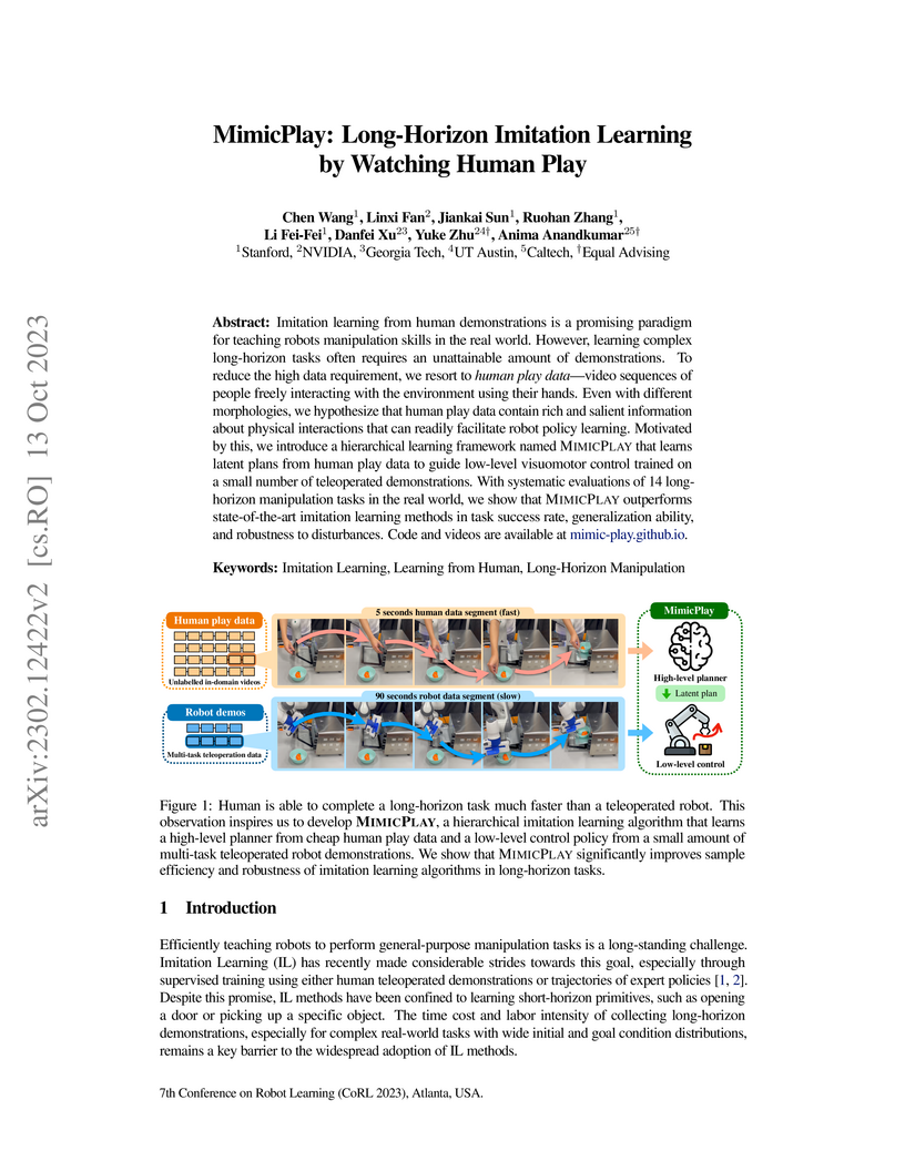MimicPlay: Long-Horizon Imitation Learning by Watching Human Play ...