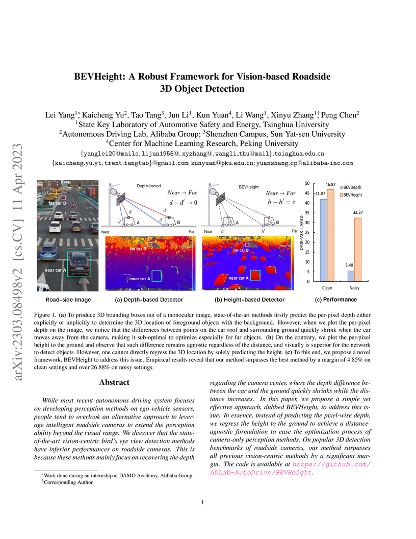BEVHeight: A Robust Framework for Vision-based Roadside 3D Object Detection | alphaXiv