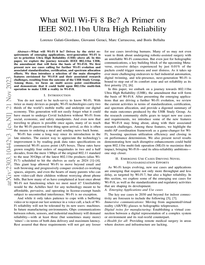 What Will Wi-Fi 8 Be? A Primer on IEEE 802.11bn Ultra High Reliability ...