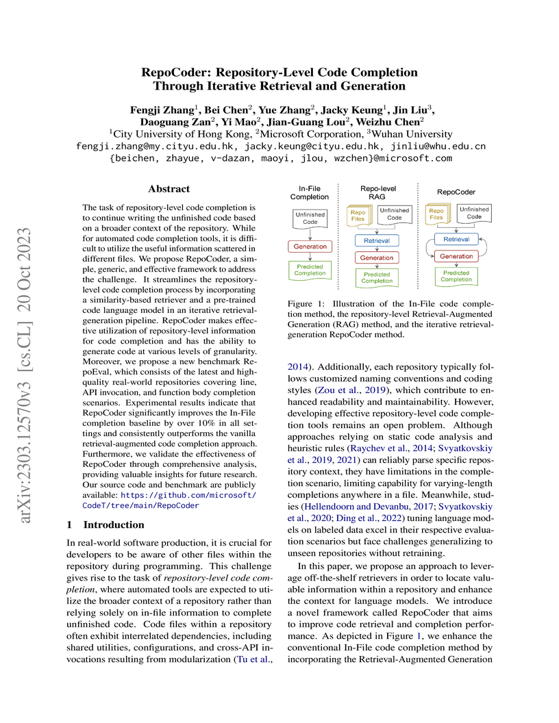 RepoCoder: Repository-Level Code Completion Through Iterative Retrieval ...