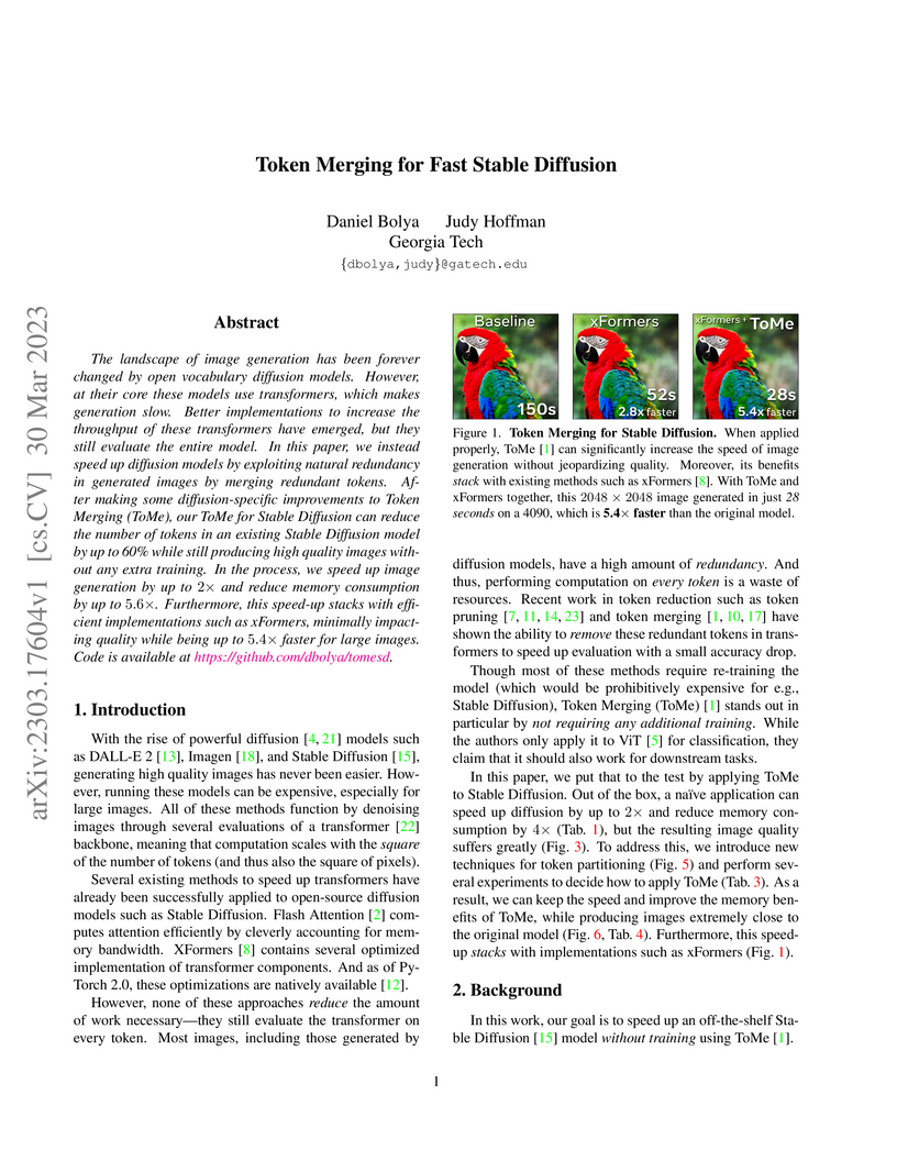 Token Merging for Fast Stable Diffusion | alphaXiv