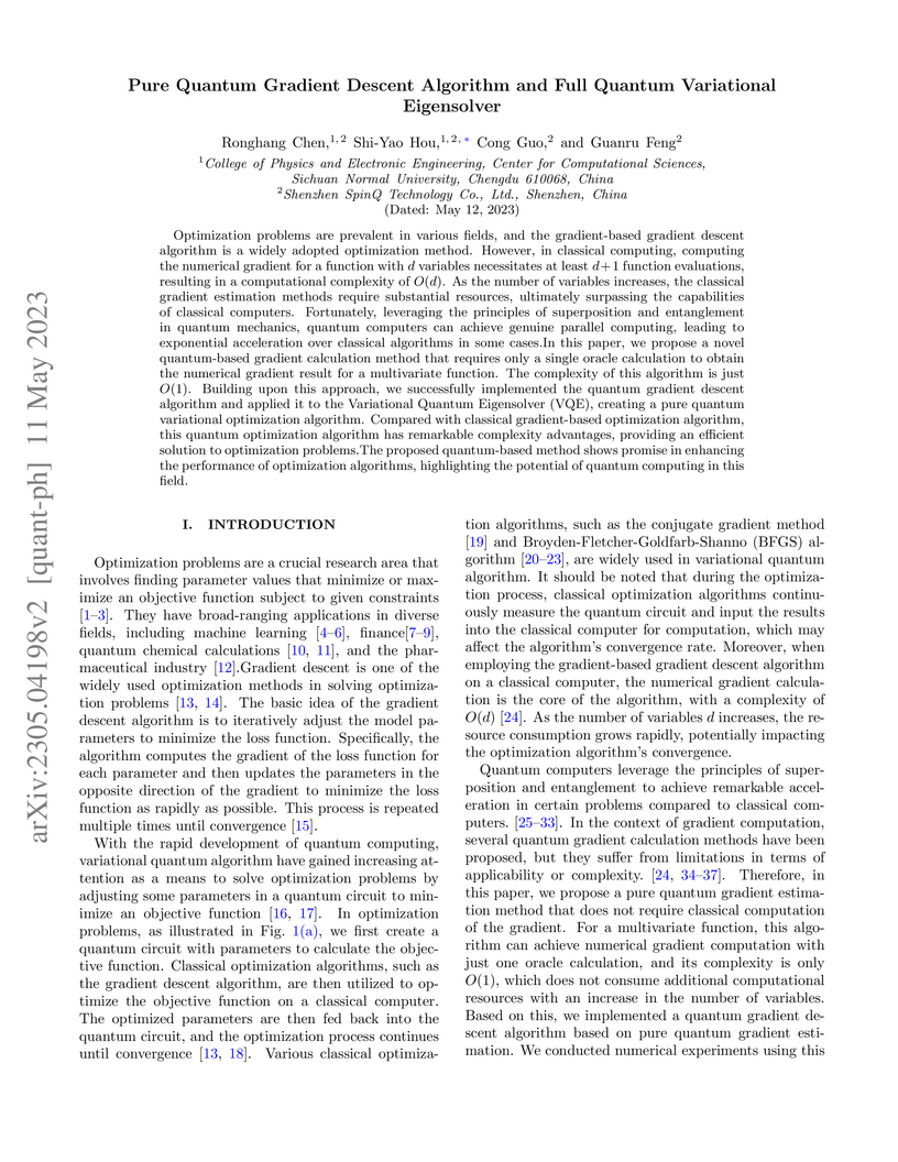 Pure Quantum Gradient Descent Algorithm and Full Quantum Variational Eigensolver | alphaXiv