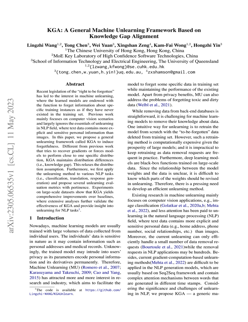 KGA: A General Machine Unlearning Framework Based on Knowledge Gap ...